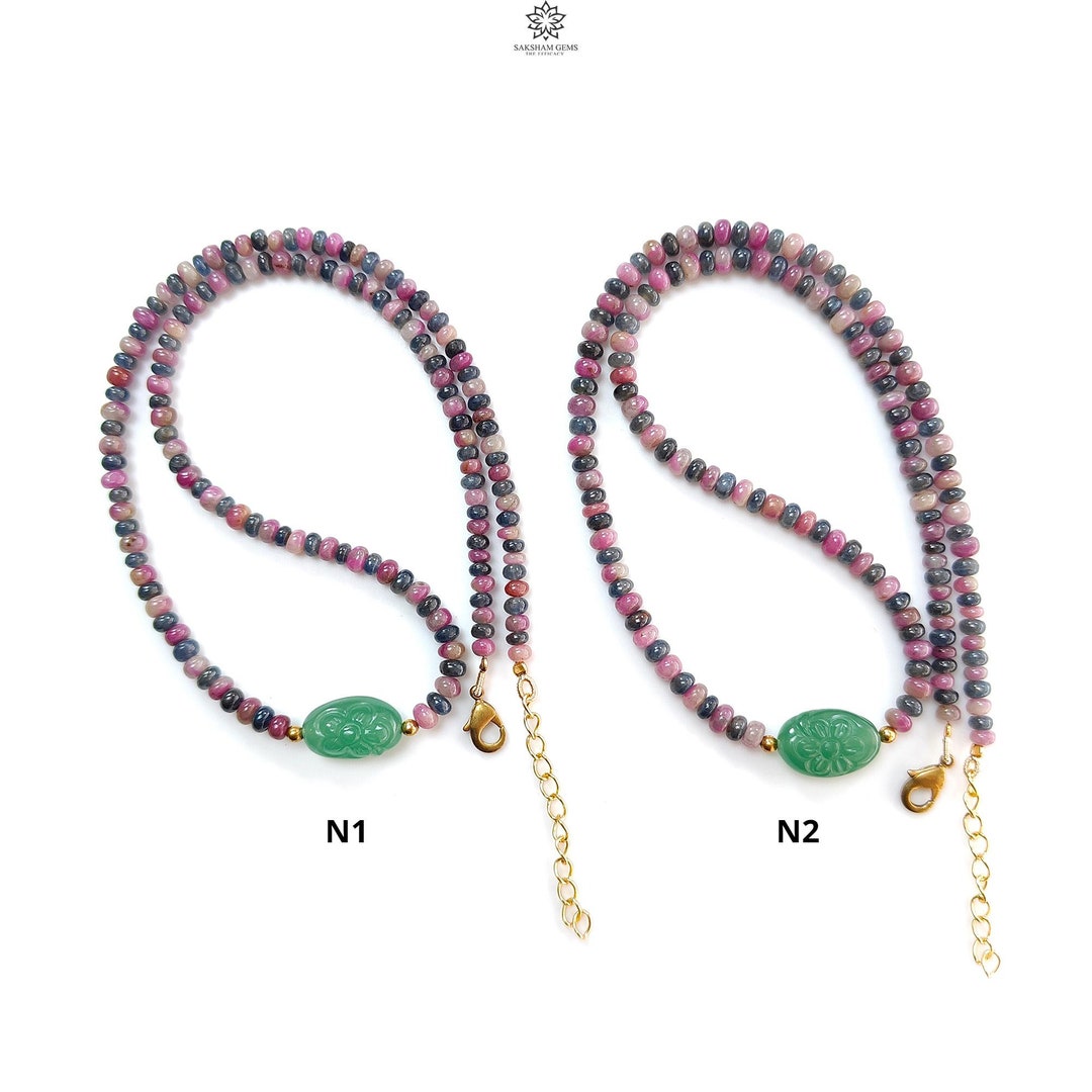 Zoisite Ruby & Blue Sapphire Gemstone Beads Necklace: Natural Untreated ...