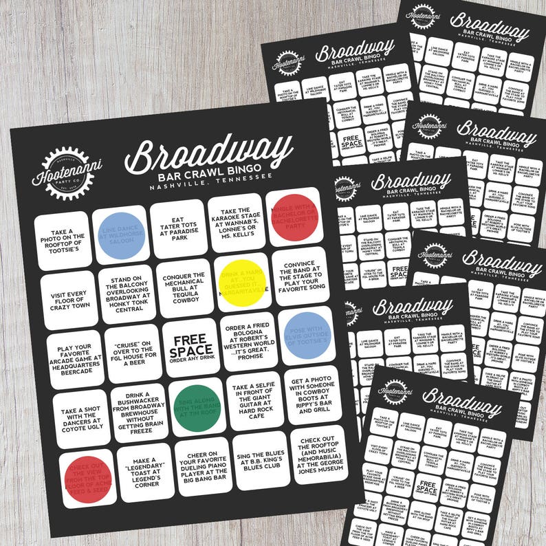 Nashville Bar Crawl Bingo Game Digital Download Etsy Nashville Bar Crawl Bingo Game Digital Download Etsy