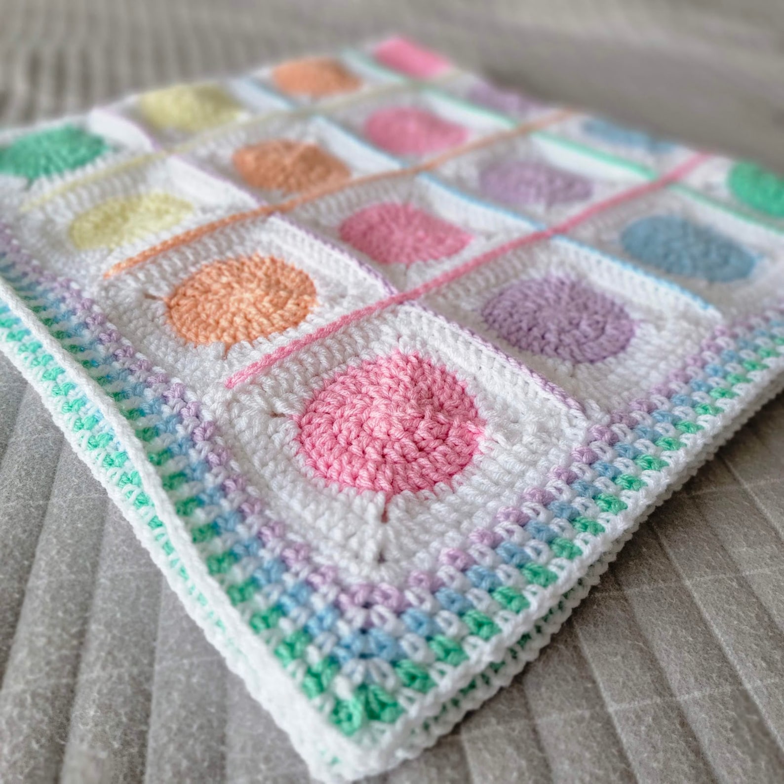 Crochet Polka Dot Granny Square Blanket, Crochet Pattern, Circle ...