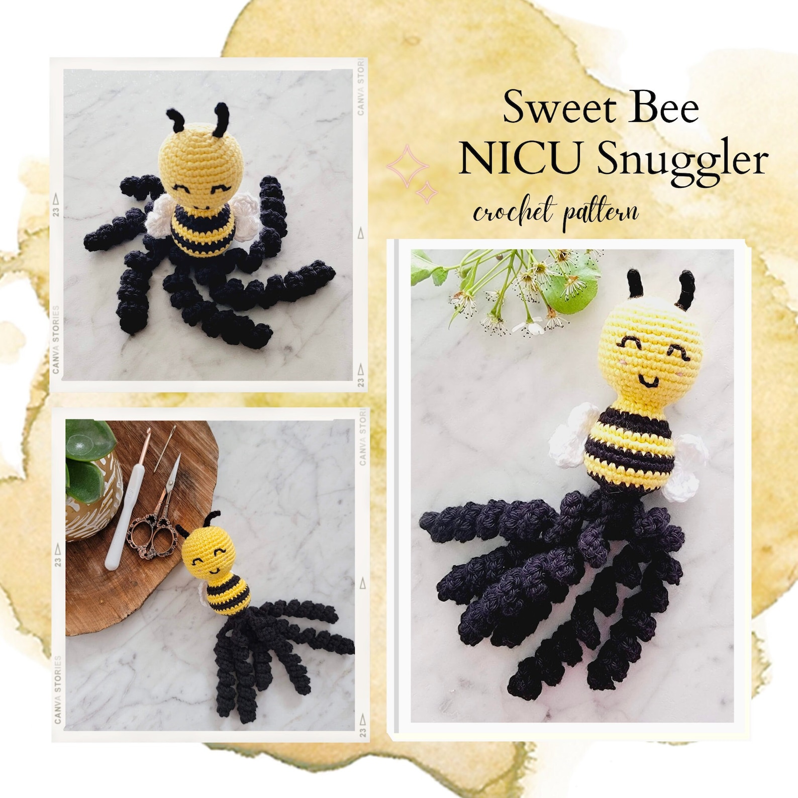 Sweet Bee NICU Snuggler Crochet Pattern, Octopus for Preemie, NICU ...