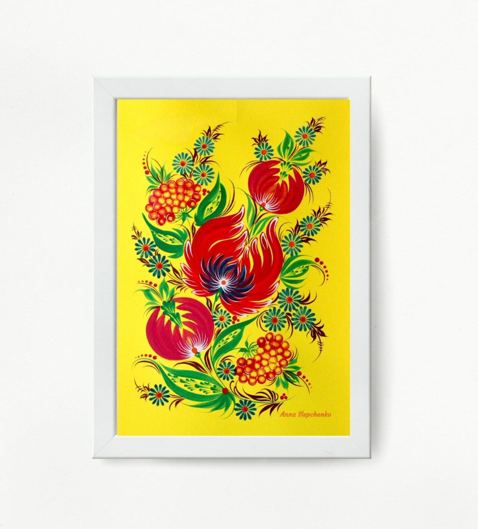 Ukrainian Digital Folk Art Hand-drawn Painting viburnum - Etsy