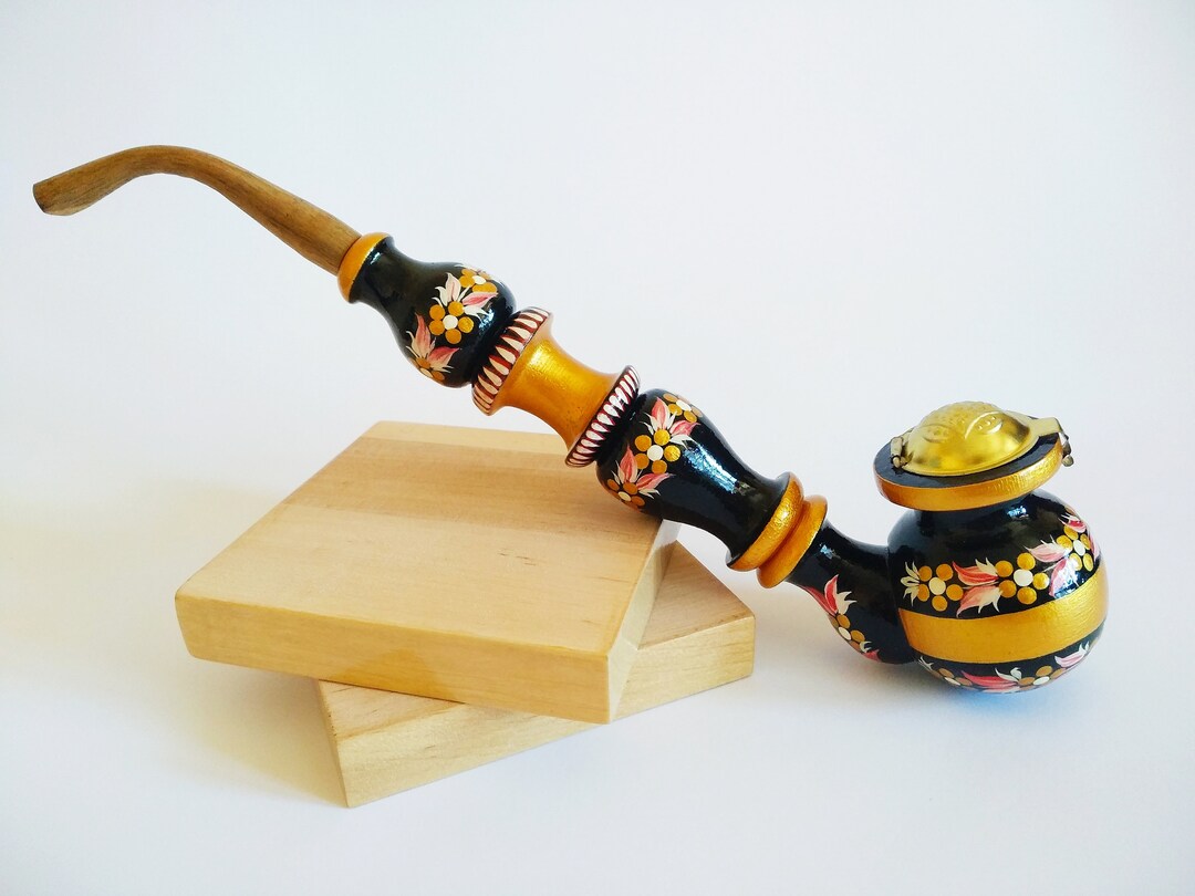 Smoking Pipe With Cap, Big Pipe With Lid, Wooden Pipe for Smoking, Boho ...