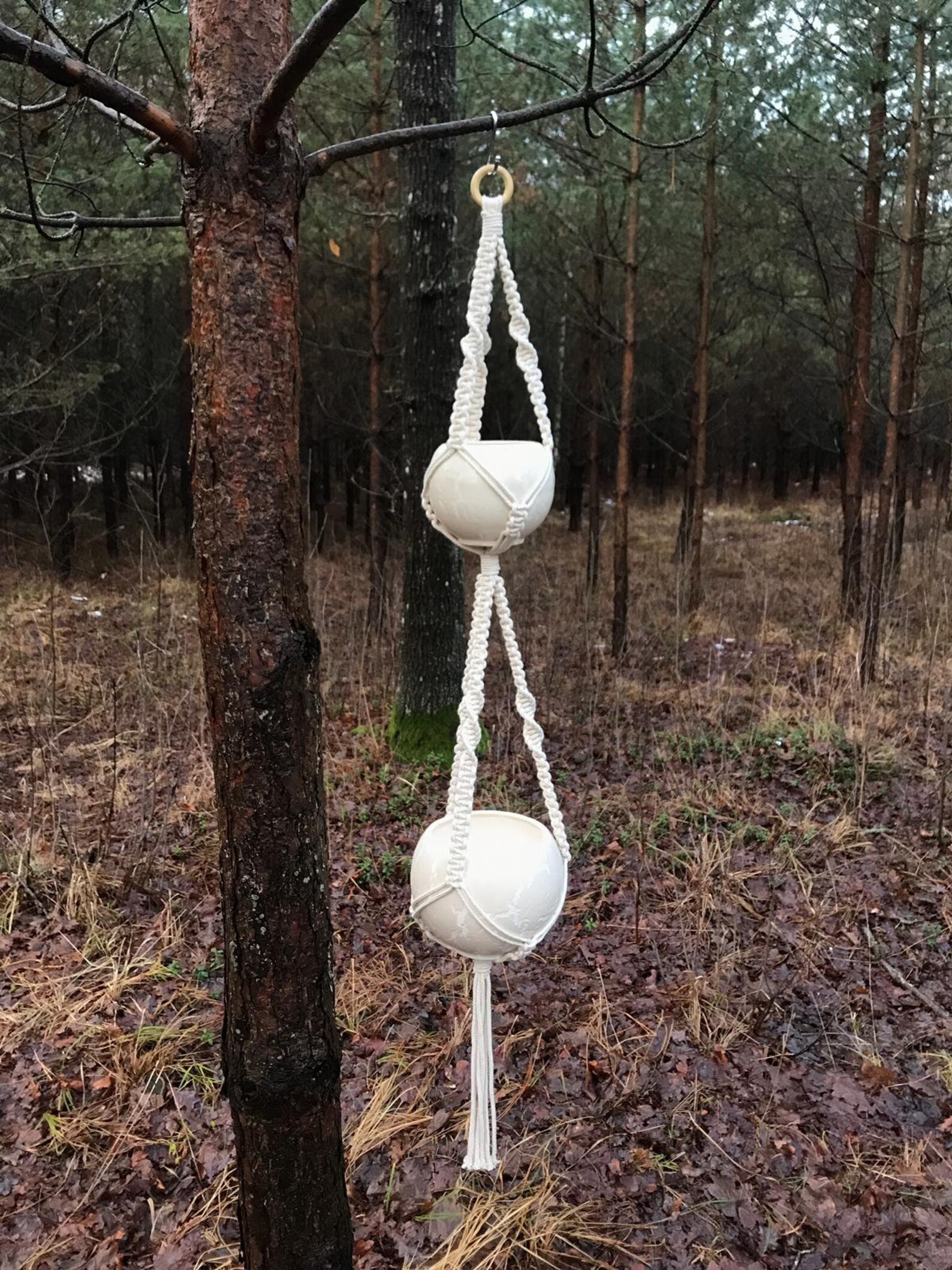 Double Macrame Plant Hanger/hanging Flowerpot Holder/plant - Etsy