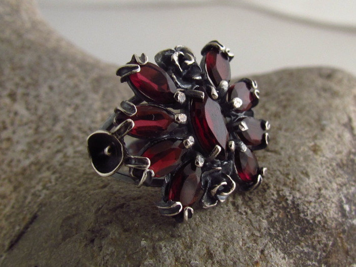 Large Sterling Silver Ring.handmade Silver Ring.garnet Silver - Etsy