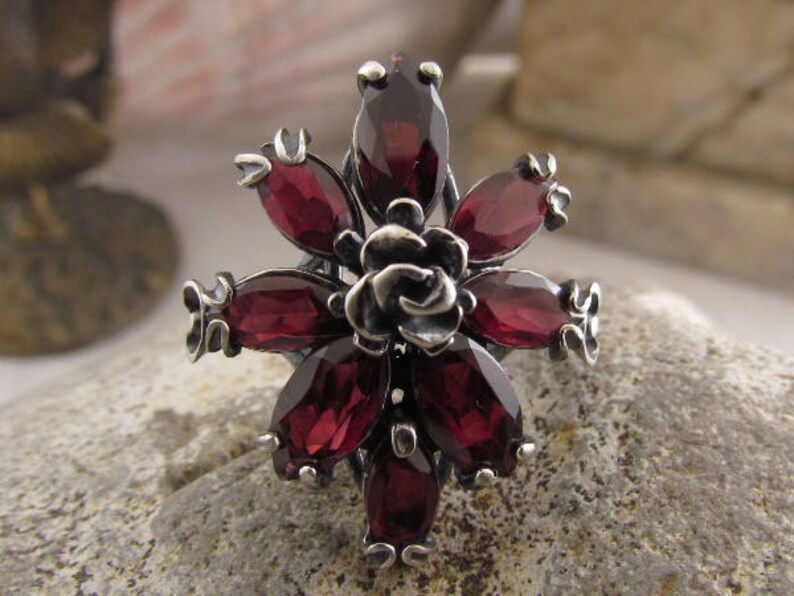 Large Sterling Silver Ring.handmade Silver Ring.garnet Silver - Etsy