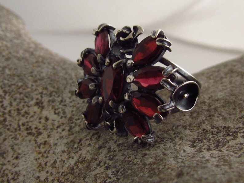 Large Sterling Silver Ring.handmade Silver Ring.garnet Silver | Etsy