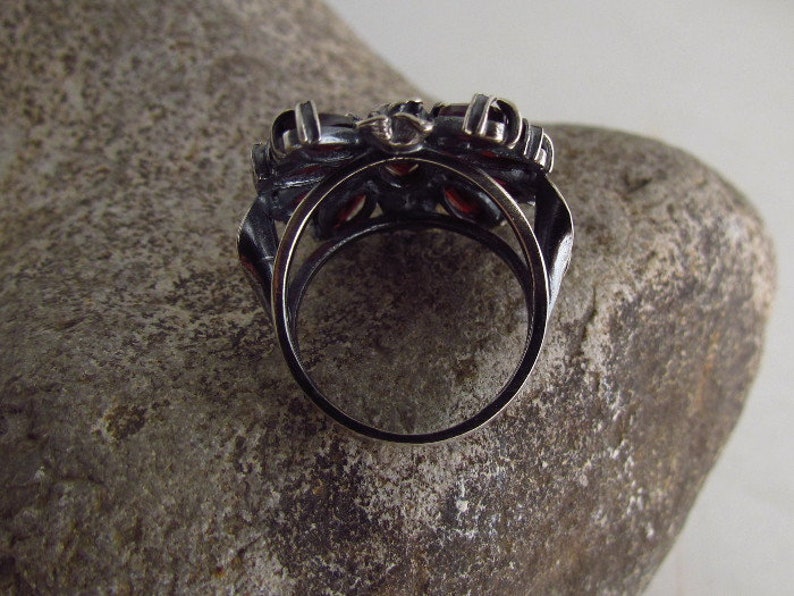 Large Sterling Silver Ring.handmade Silver Ring.garnet Silver | Etsy