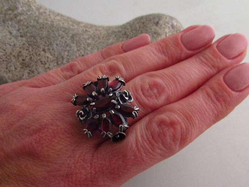 Large Sterling Silver Ring.handmade Silver Ring.garnet Silver | Etsy