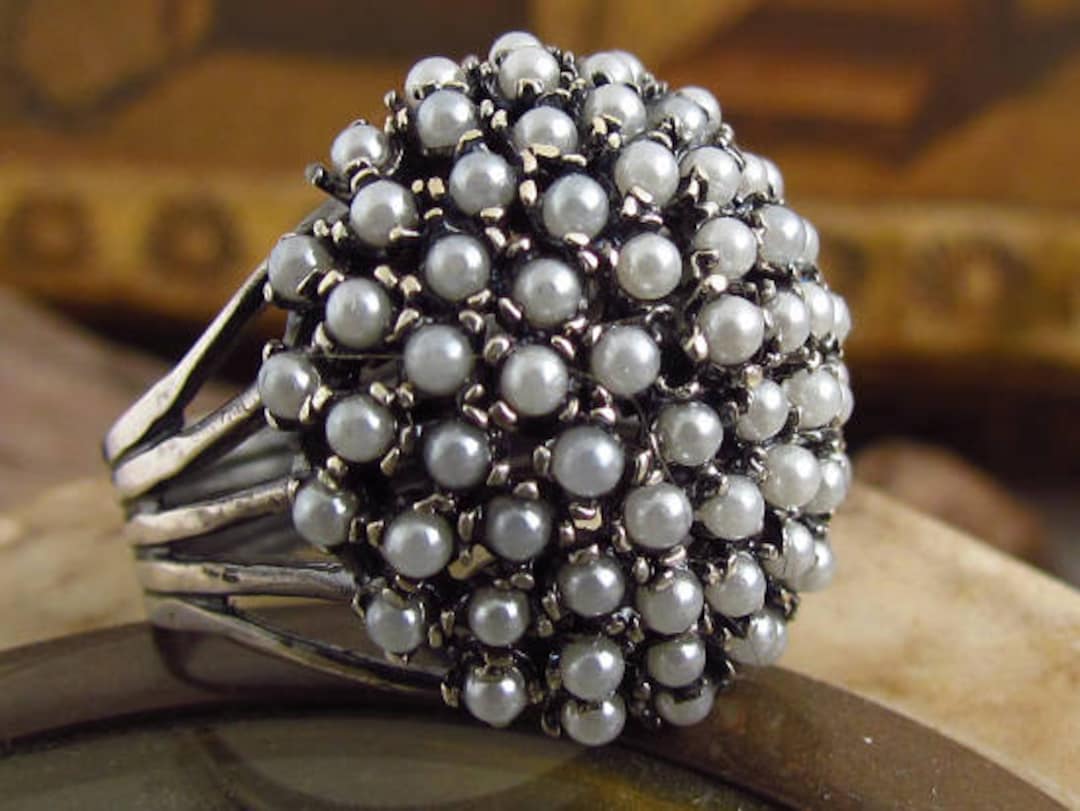 Pearl Ring.large Sterling Silver Ring.pearls.boho Ring.statement Rings ...