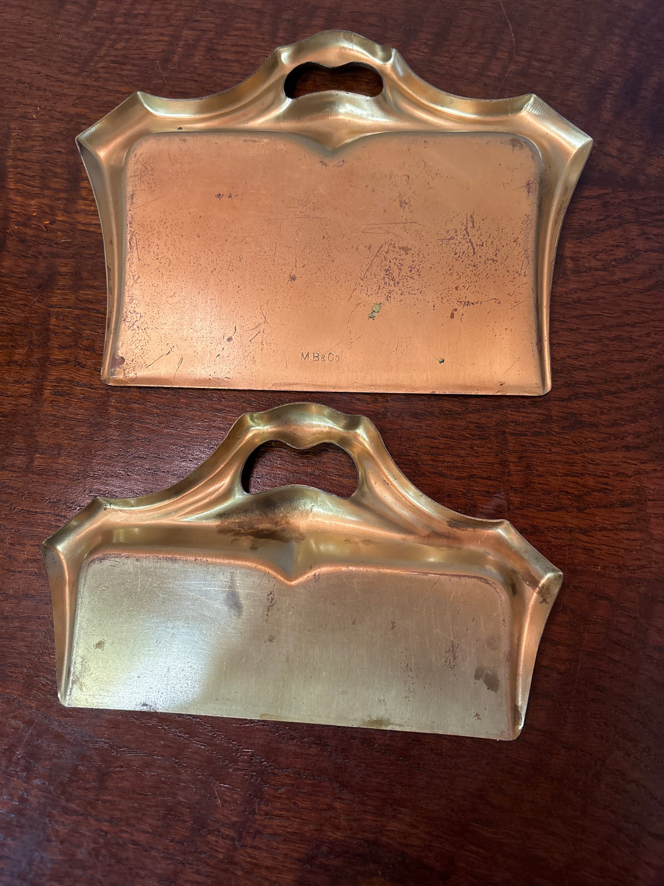 Two Piece Set of Antique Brass Mb&co Butler Table Dust Pans, Crumber ...