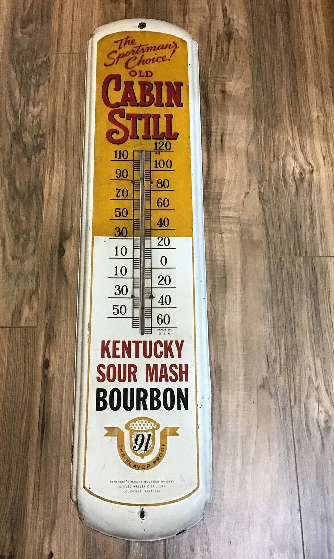 Vintage Old Cabin Still Kentucky Sour Mash Bourbon Wall Thermometer ...