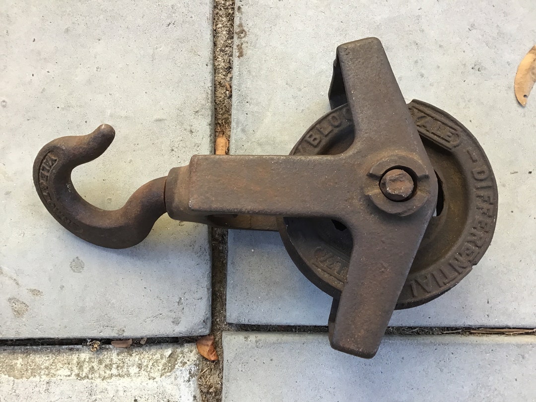 ANTIQUE YALE & TOWNE 1/2 Ton Double Pulley, Differential Pulley Block ...