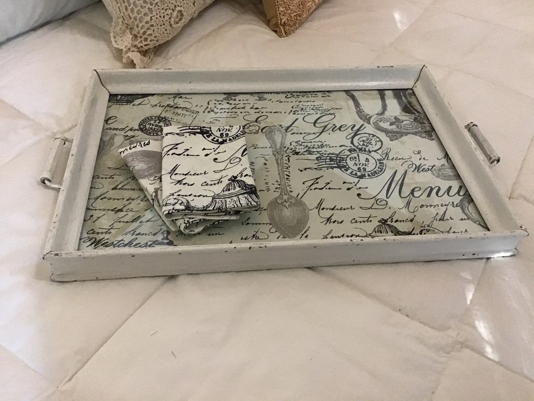 Vintage Serving Tray, French Country, Shabby Chic, Serving Tray, Tea ...