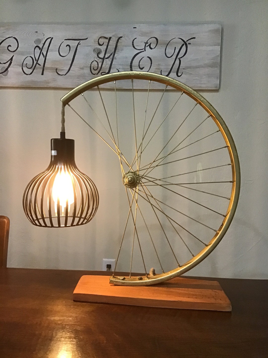 Bicycle Wheel Lamp, Large Table Lamp, Desk Lamp, Bicycle Lamp, Bicycle ...