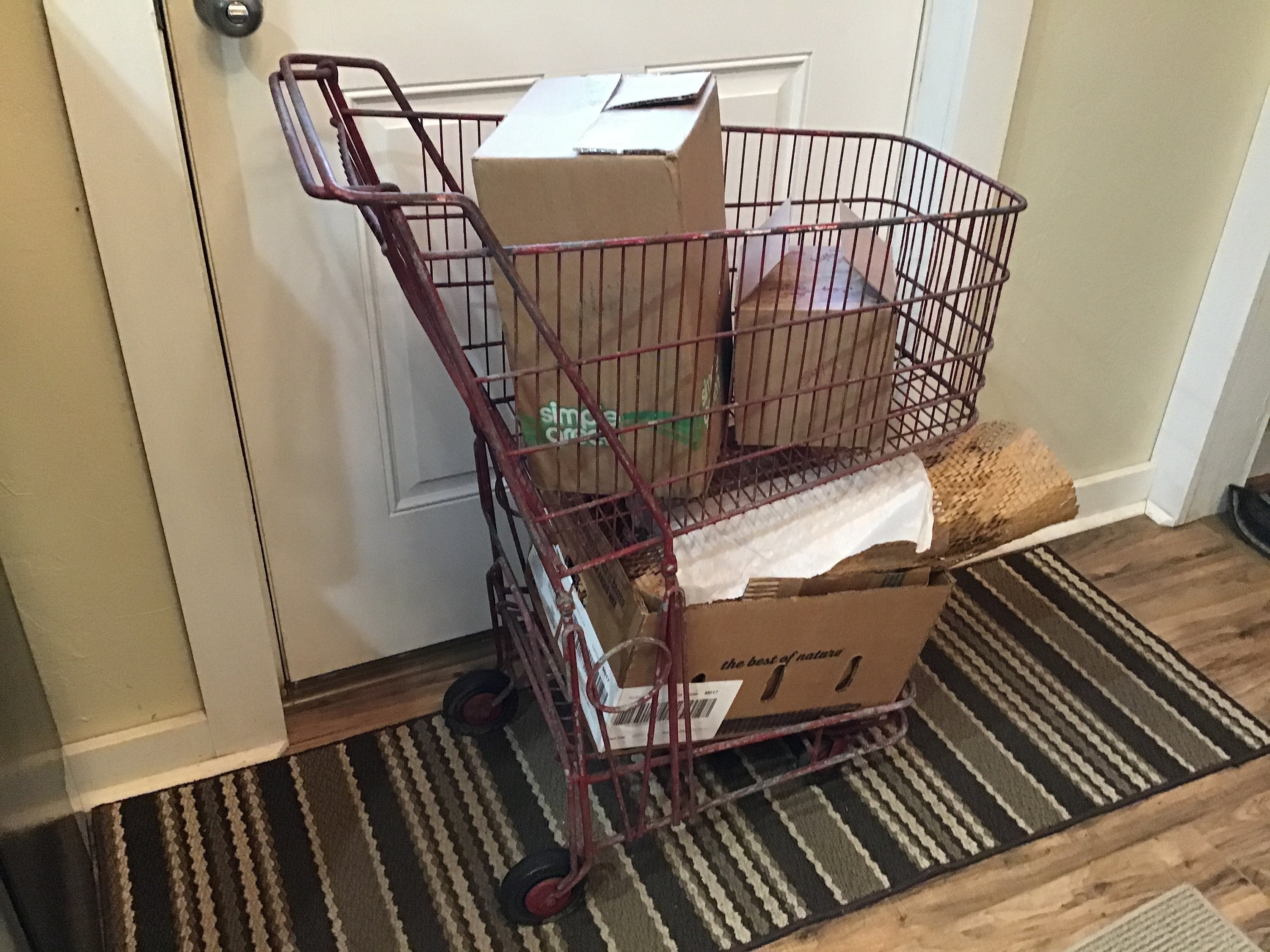 Antique Vintage Shopping Cart Laundry Cart Kitchen Cart Pantry Porch ...