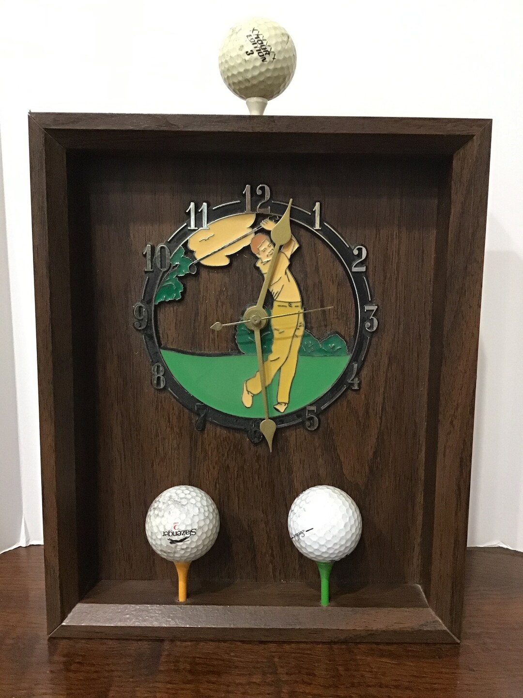 Vintage 1980s Golfers Clock, Wood Shelf, Wall Clock, Golf Enthusiast ...