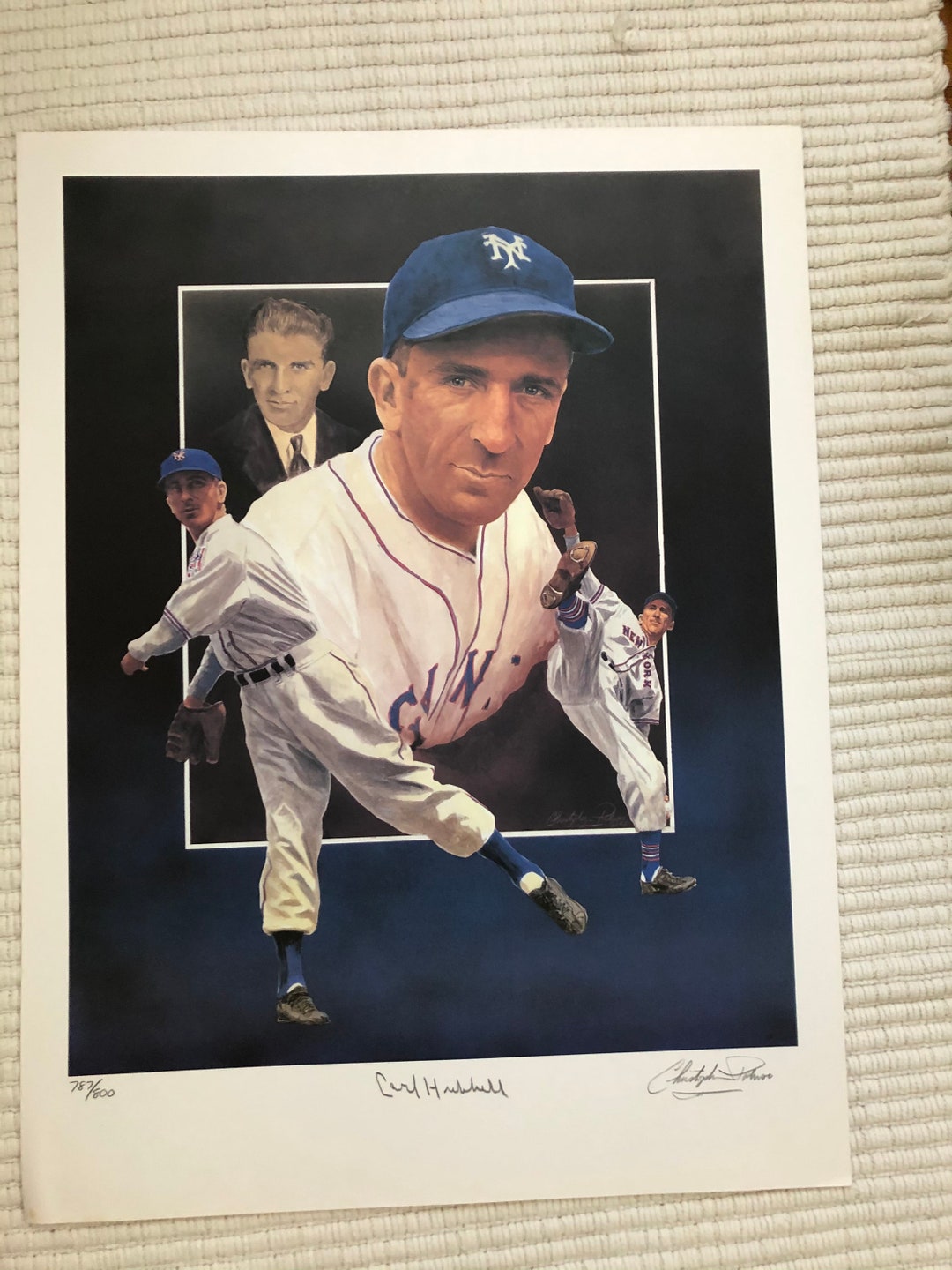 Carl Hubbel New York Giants Christopher Peluso firmó litografía ...