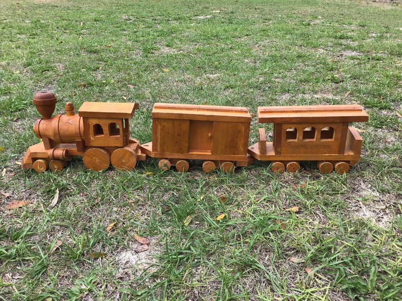 Vintage Handmade Wood Toy Train Set, Toddler, Young Childs Train Set ...