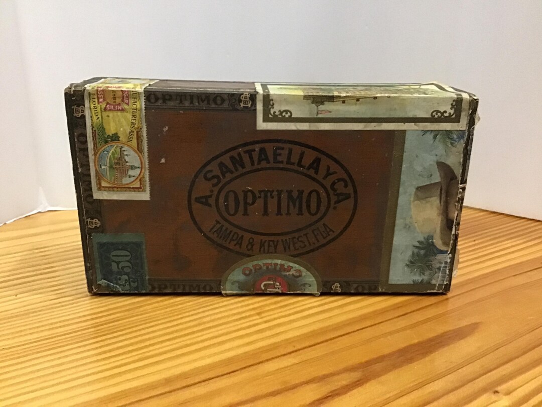 Vintage A. SANTAELLACA OPTIMO Tampa and Key West Cigar Box, Collectible ...