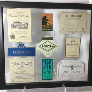 Vintage Framed Wine Label Collection, Set of Five, Wine Advertising ...