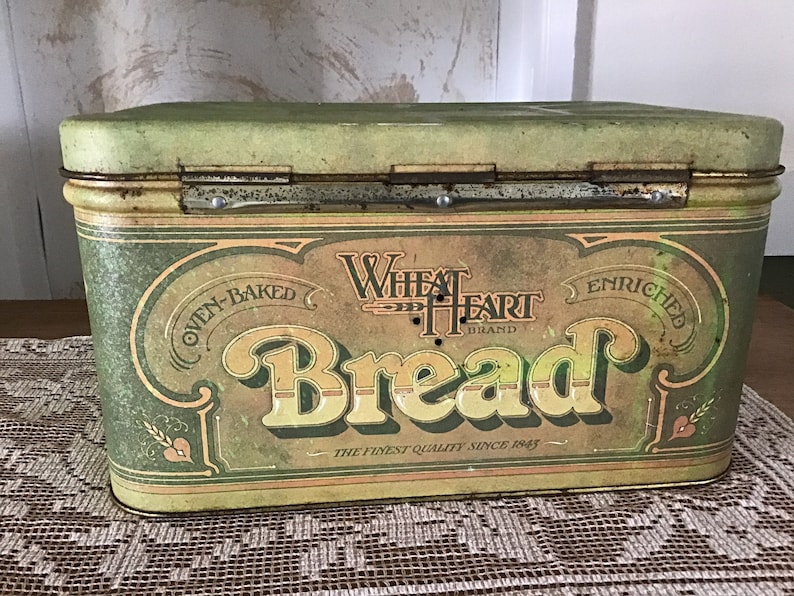 Vintage Bread Box Wheat Heart Tin Advertising Bread Box - Etsy