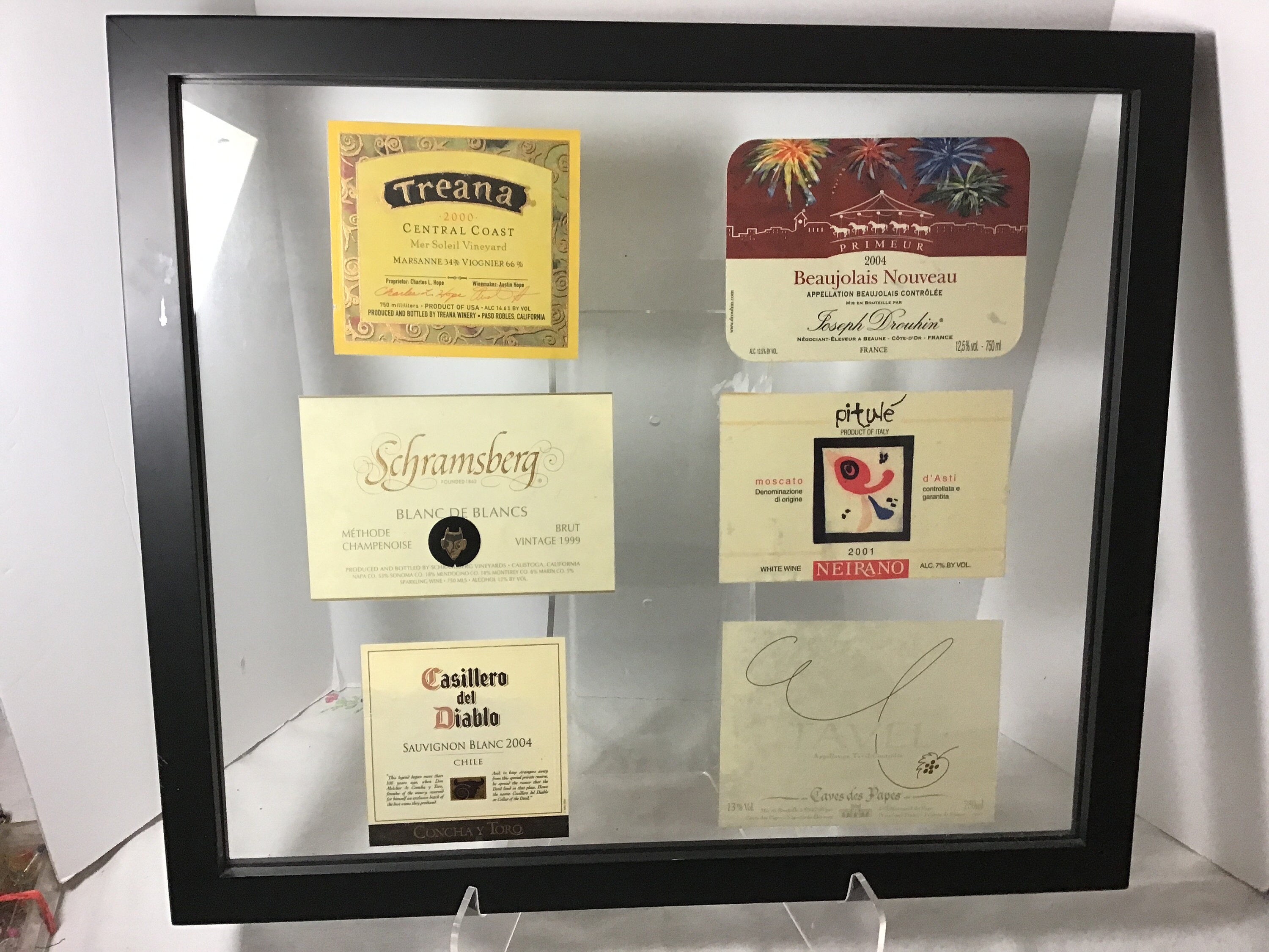 Vintage Framed Wine Label Collection, Set of Five, Wine Advertising ...