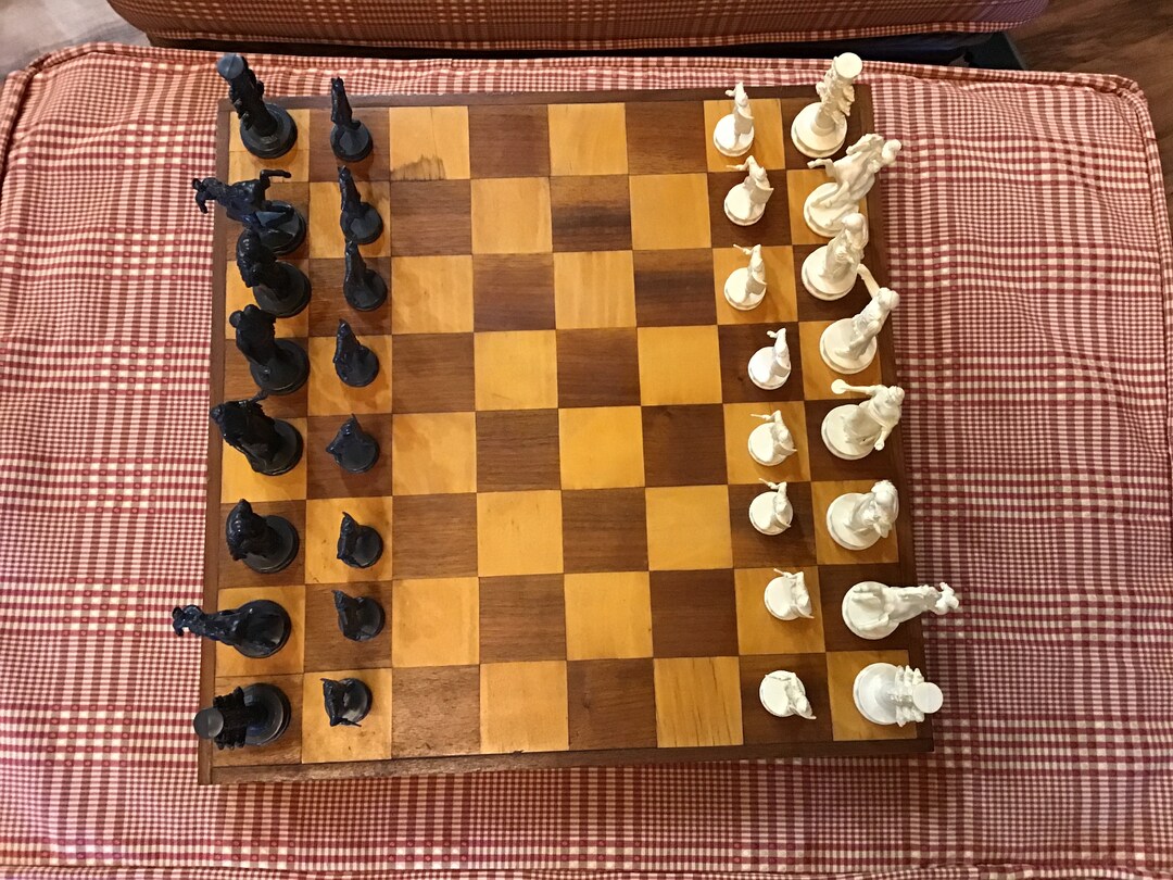 Vintage Hand Made Chess Board Chess Case With Renaissance Figures ...