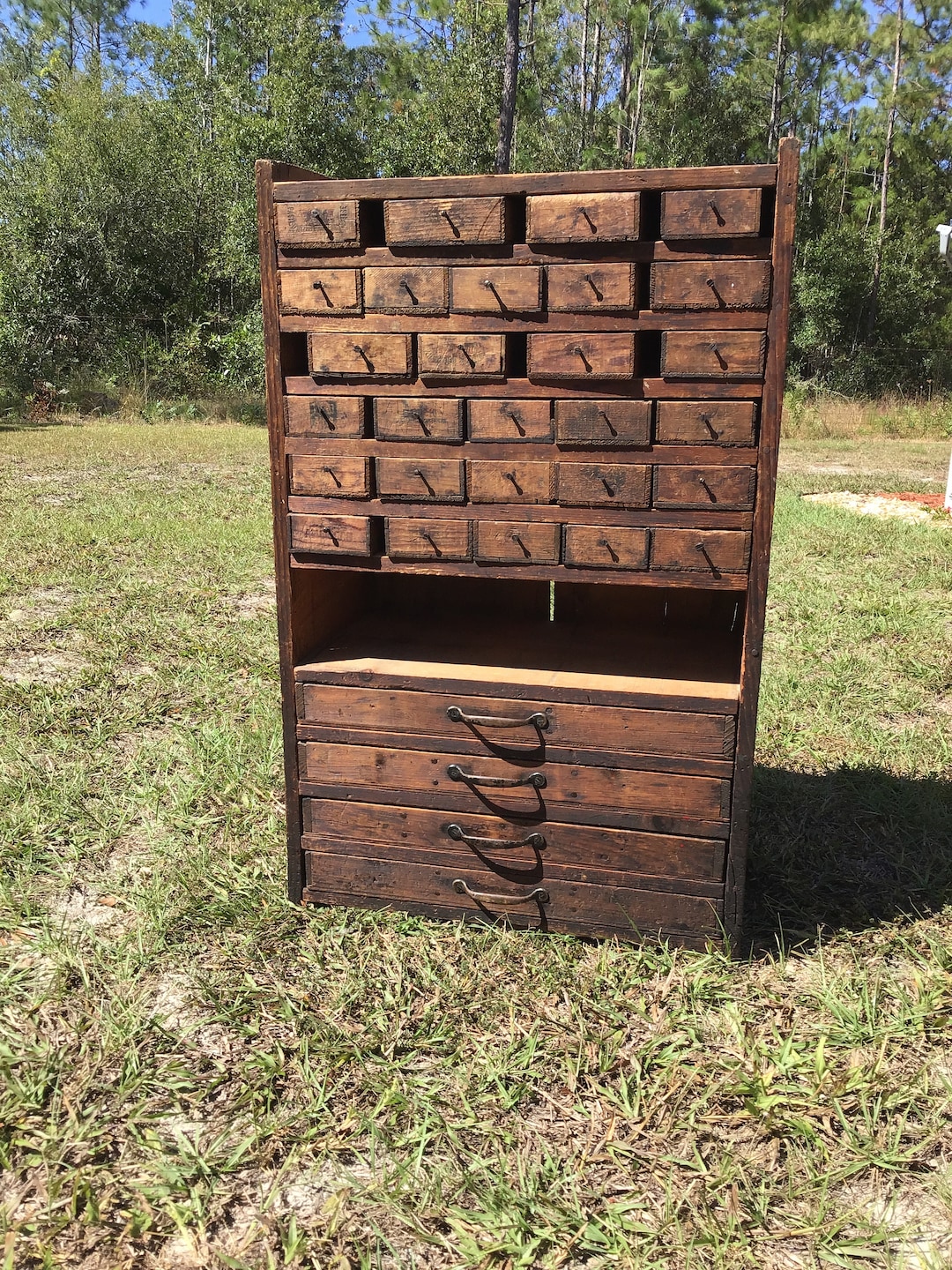 Vintage Unique Rustic Multi Drawer Wood Cabinet, Wood Shop, Artist ...