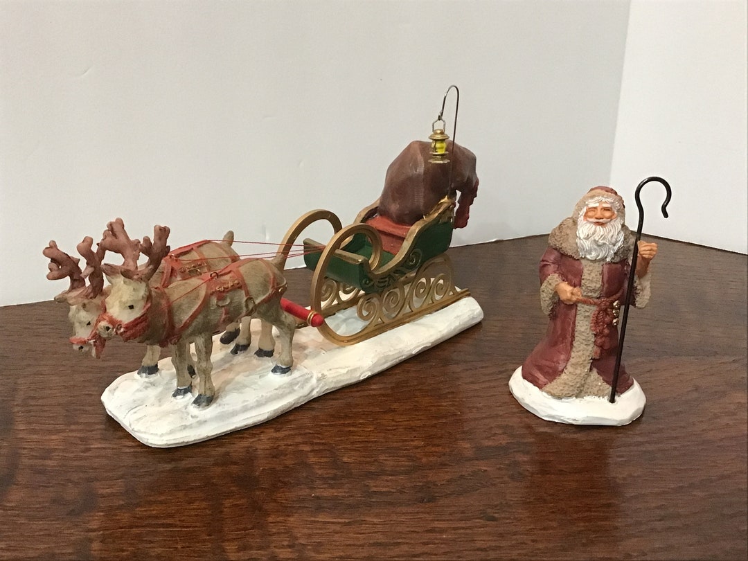 Lemax Christmas Village “father Christmas” Old World Santa, Reindeer ...