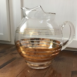 1940s Glass Pitcher With Gold Bands Mac Beth Pitcher Water, Milk, Juice ...
