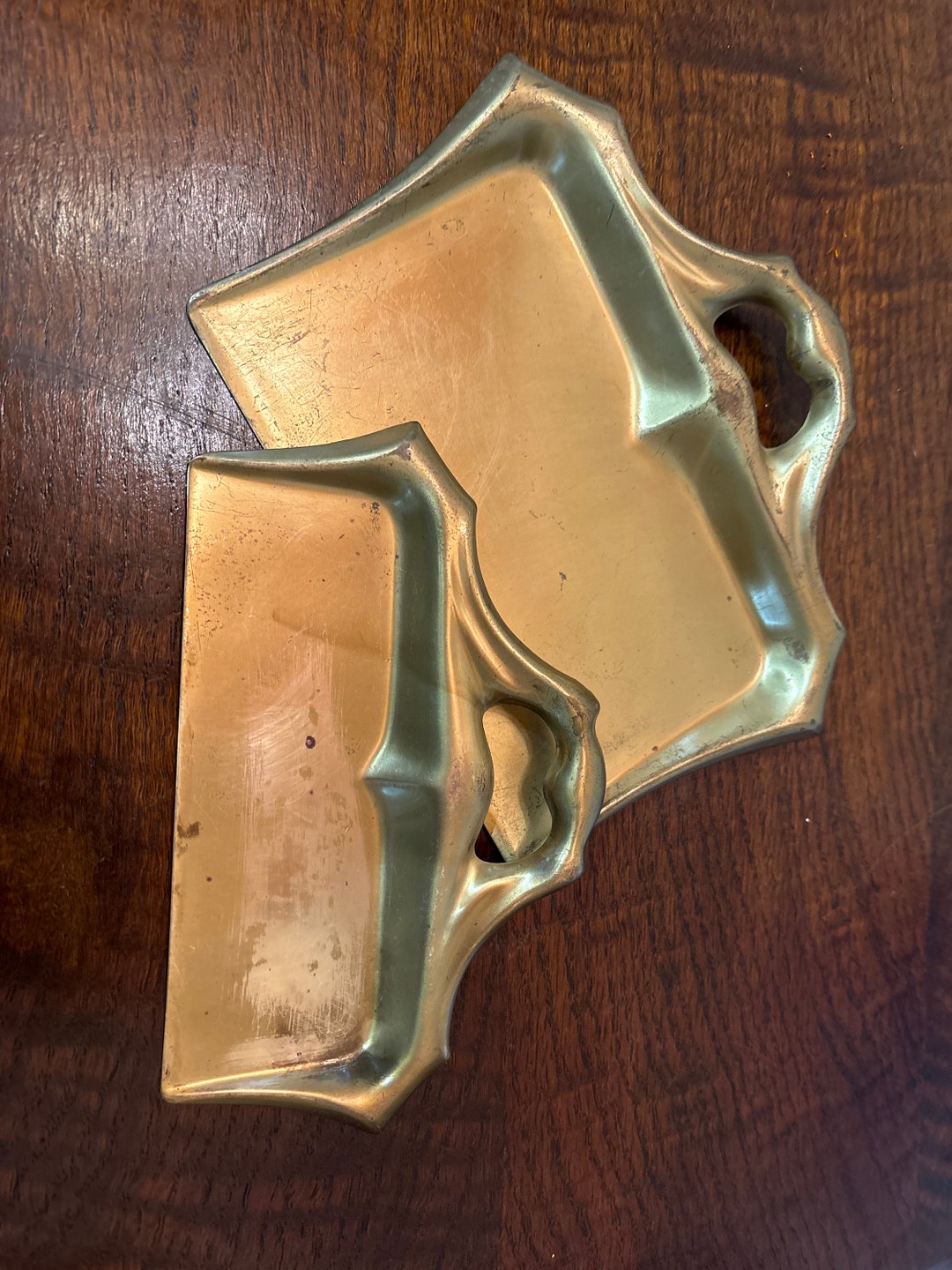 Two Piece Set of Antique Brass Mb&co Butler Table Dust Pans, Crumber ...
