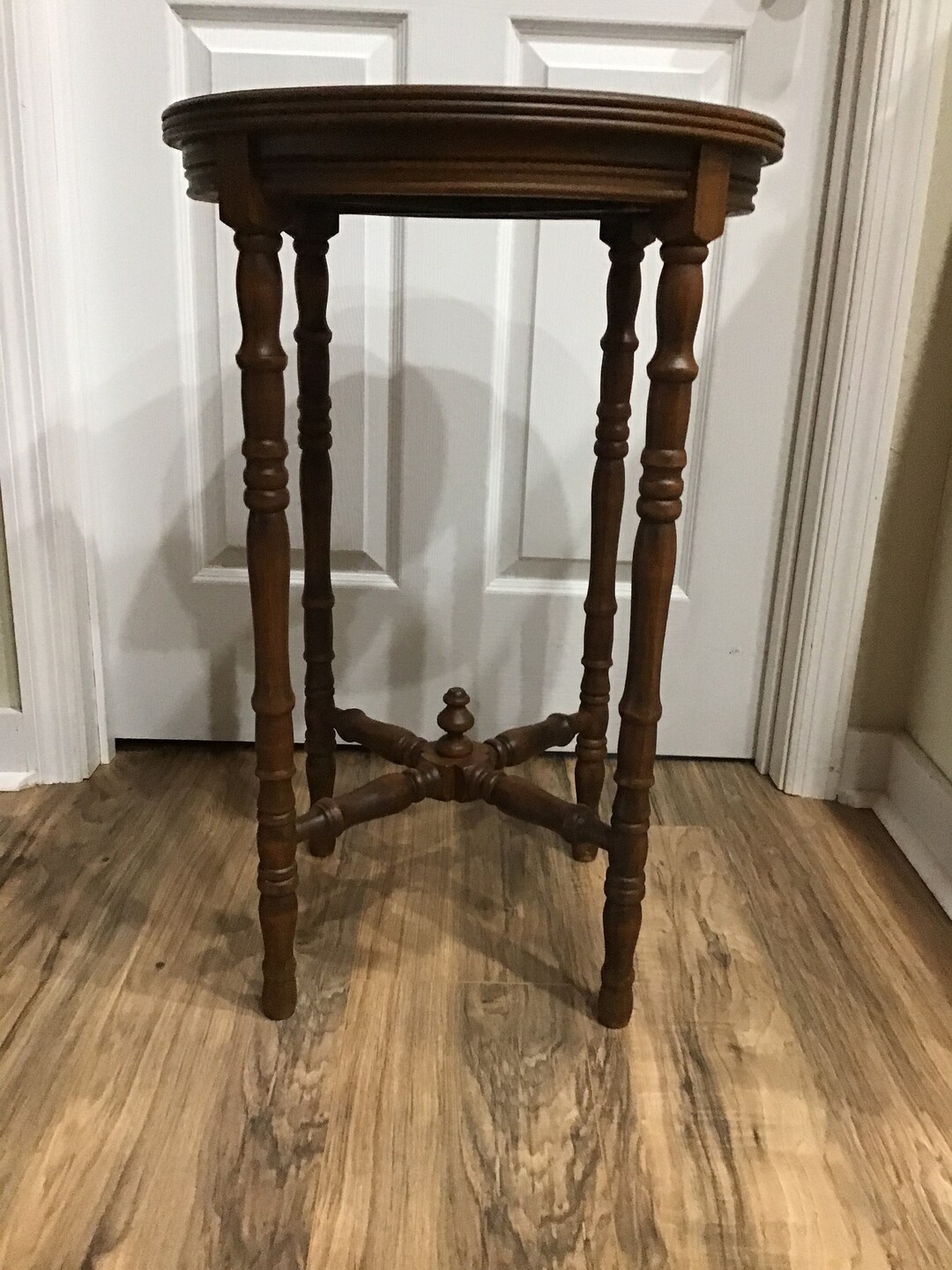 Antique Vintage Black Walnut Round Accent Side Table Lamp - Etsy