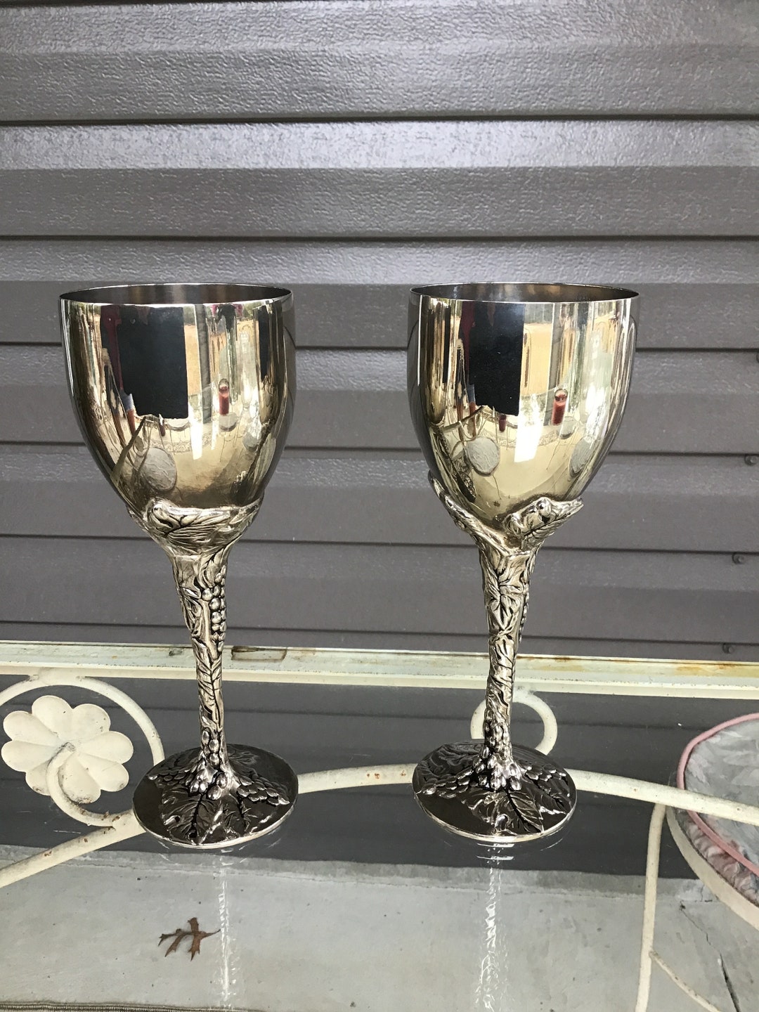 Vintage Godinger Silver Stemware Wine Glasses Goblets Wedding ...