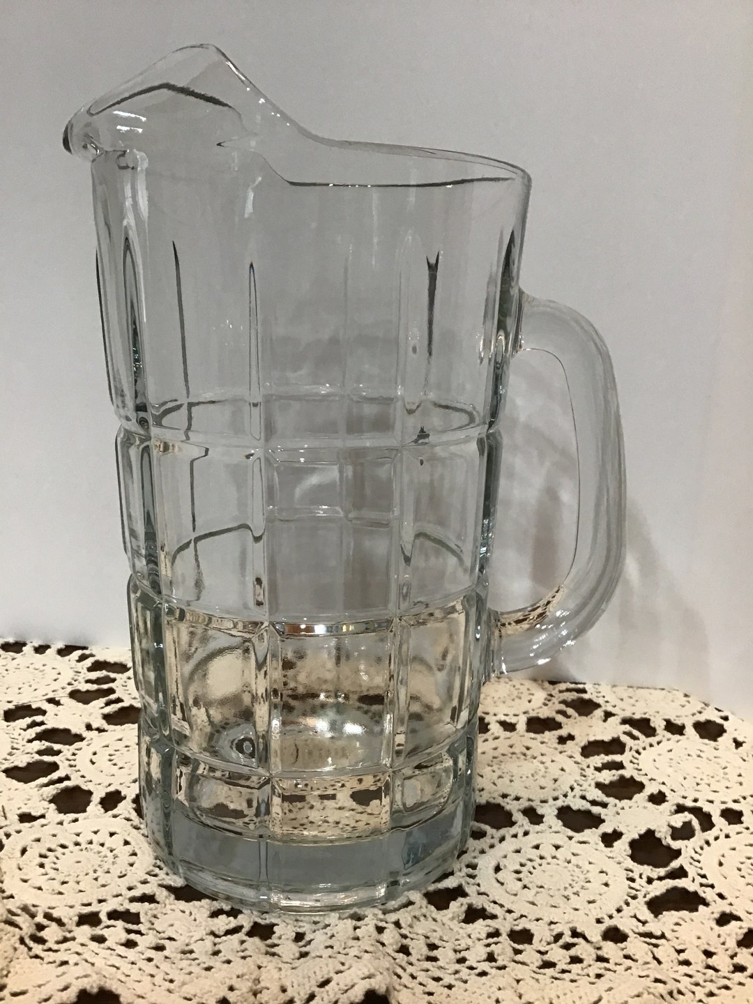 ANCHOR HOCKING PITCHER Tartan Plaid Glass Pitcher Juice Milk Water ...