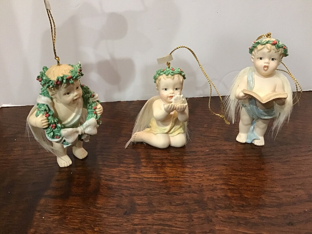 Hamilton Collection "little Messenger" Porcelain Angel Cherub Christmas ...