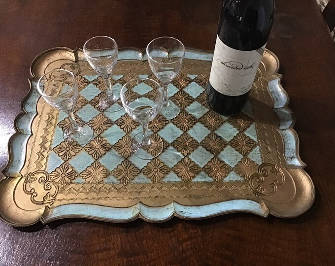 Vintage Florentine MCM Serving Tray, Vanity, Bar, Beverage, Gold ...