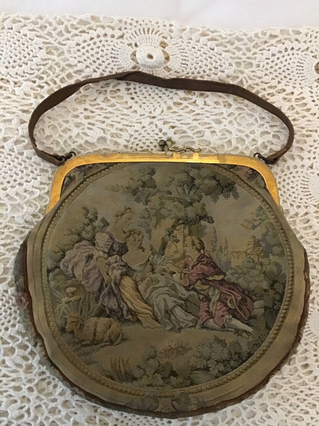 Lovely Vintage Victorian Tapestry Handbag, Purse, Makeup Bag, Victorian ...