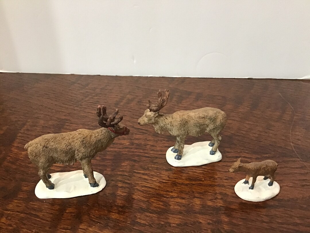 Lemax Christmas Village Figurine, Three Piece Set Reindeer Family ...