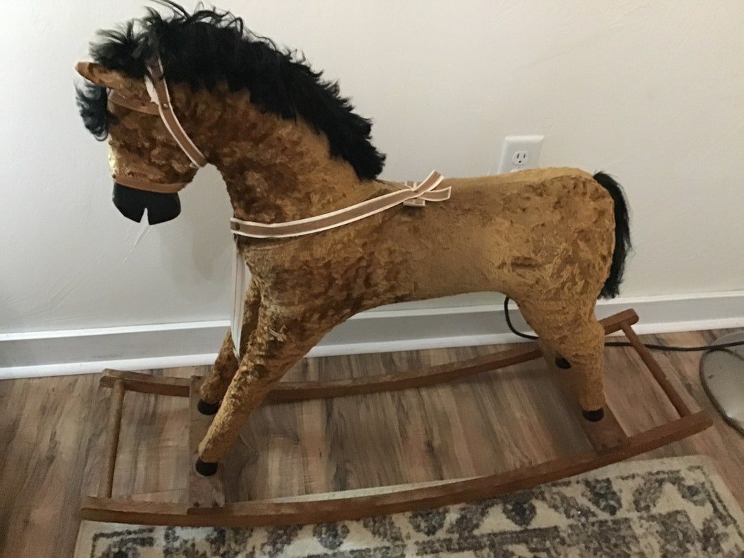 Antique Victorian Rocking Horse Vintage Mohair Straw Stuffed Horse ...