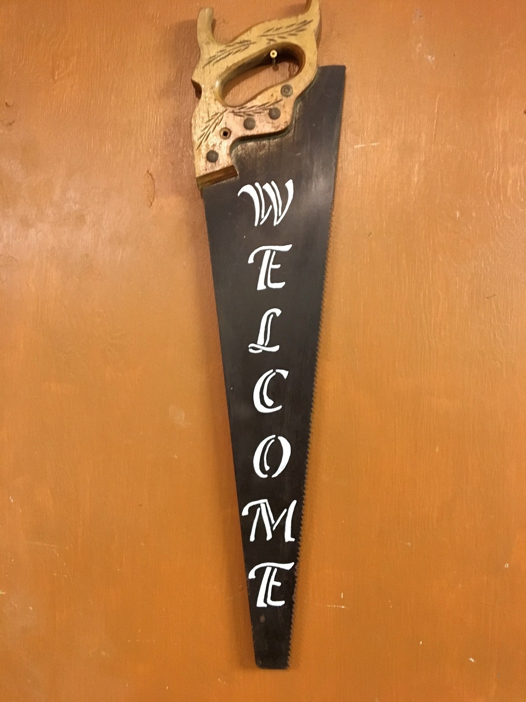 Vintage HANDSAW WELCOME Sign - Etsy