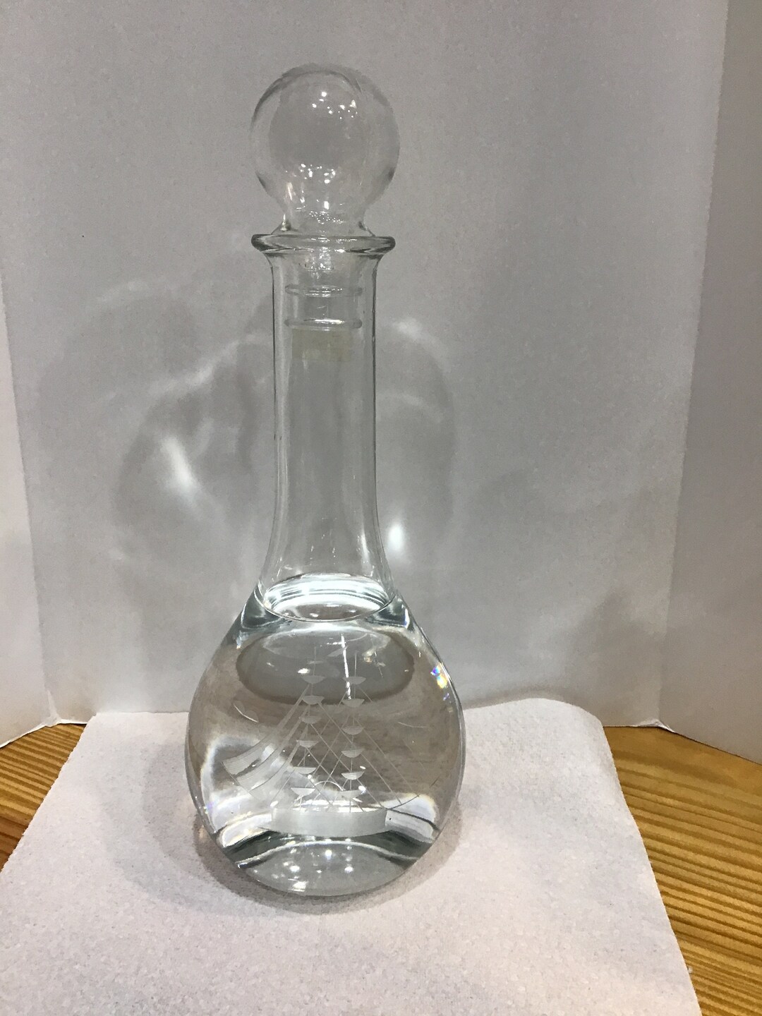 Vintage Javit Crystal Maritime Clipper Ship Etched Glass Decanter With ...