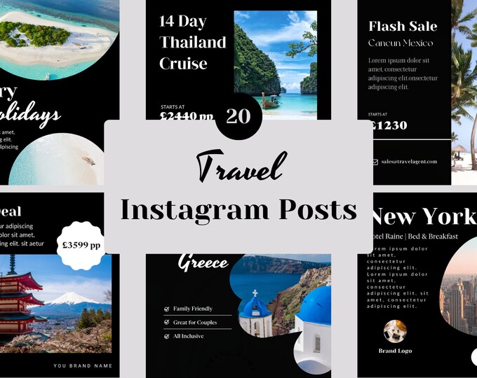 Travel Agent Instagram Post Templates | Travel Templates for Instagram ...