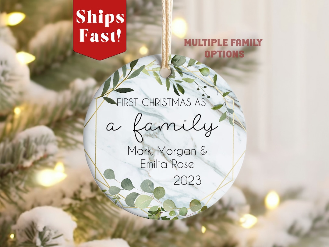 Family Name Ornament First Christmas, Family of 3, Family of 4, Family ...