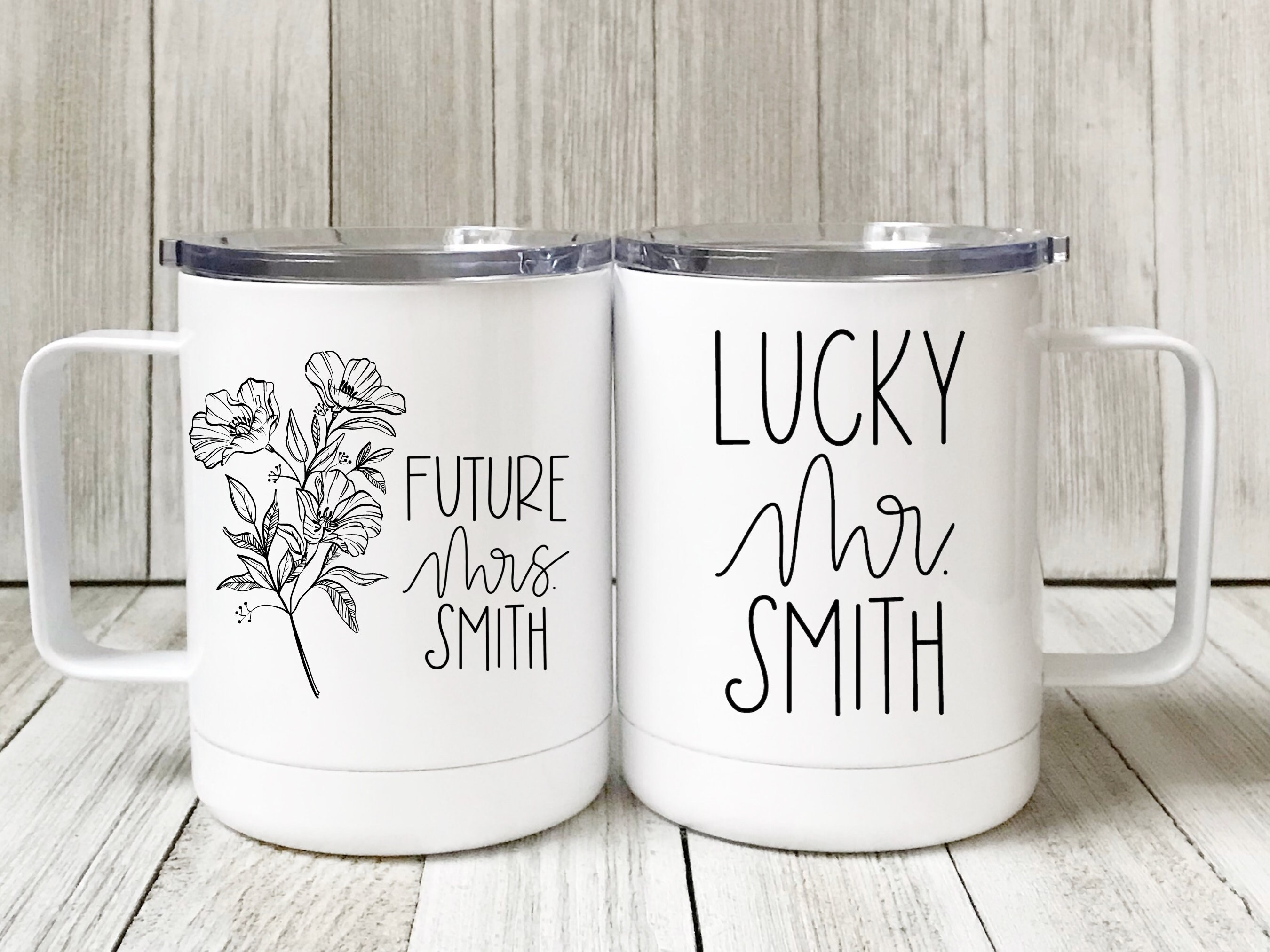 Custom Engagement Mug Set Couples Coffee Mug Set Bride and - Etsy
