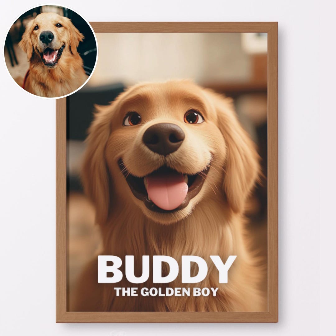 Custom Dog Cartoon Portrait Poster Print, Dog Cartoon Drawing Custom ...