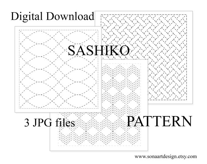 Sashiko Embroidery Japanese Patterns Set PDF Instant Download Digital ...