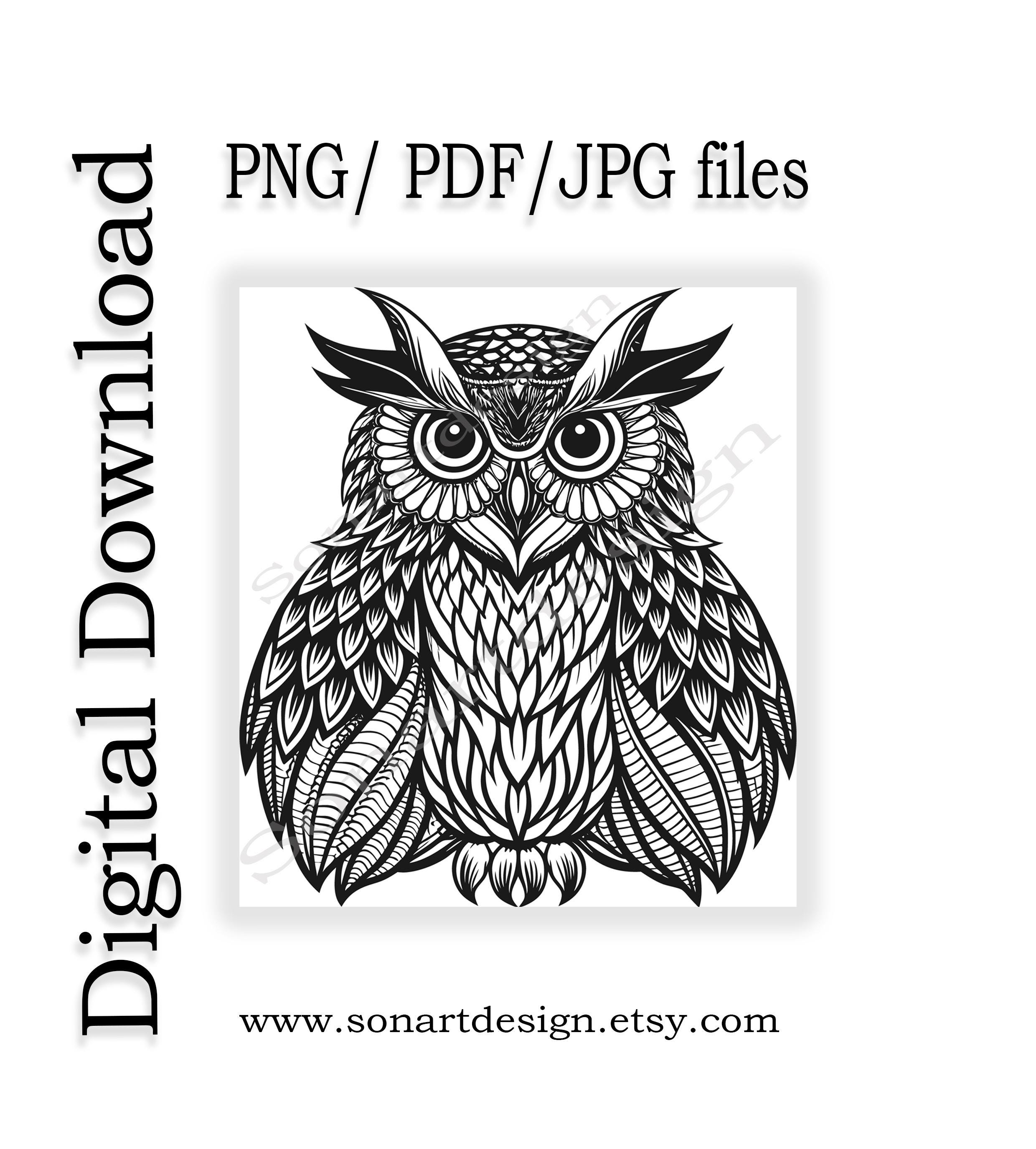 Zentangle Monster Owl/ Vector Art/ PDF, PNG, JPG Files. Instant ...
