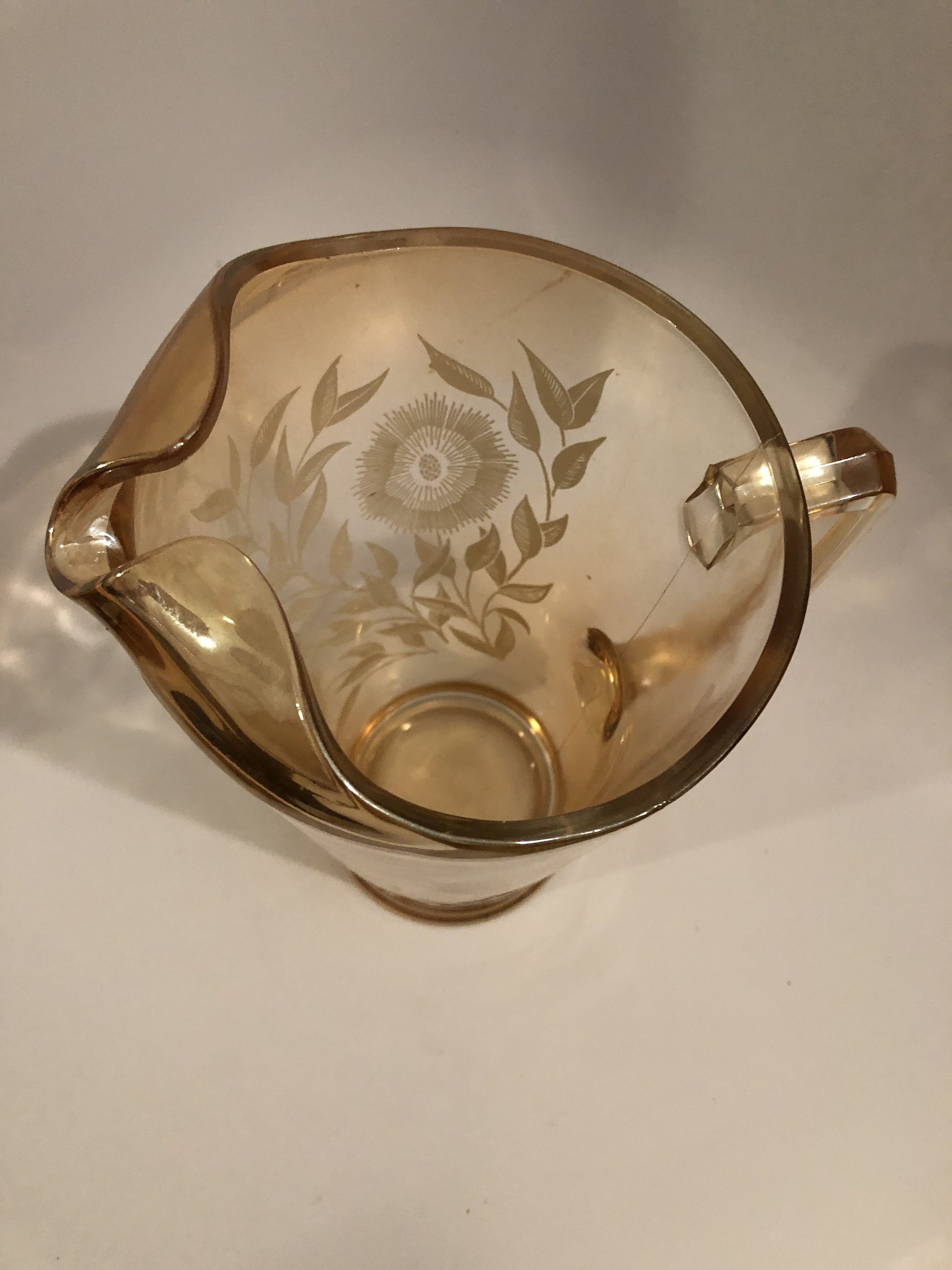 Vintage Jeannette Glass Cosmos Pitcher Iridescent Marigold | Etsy