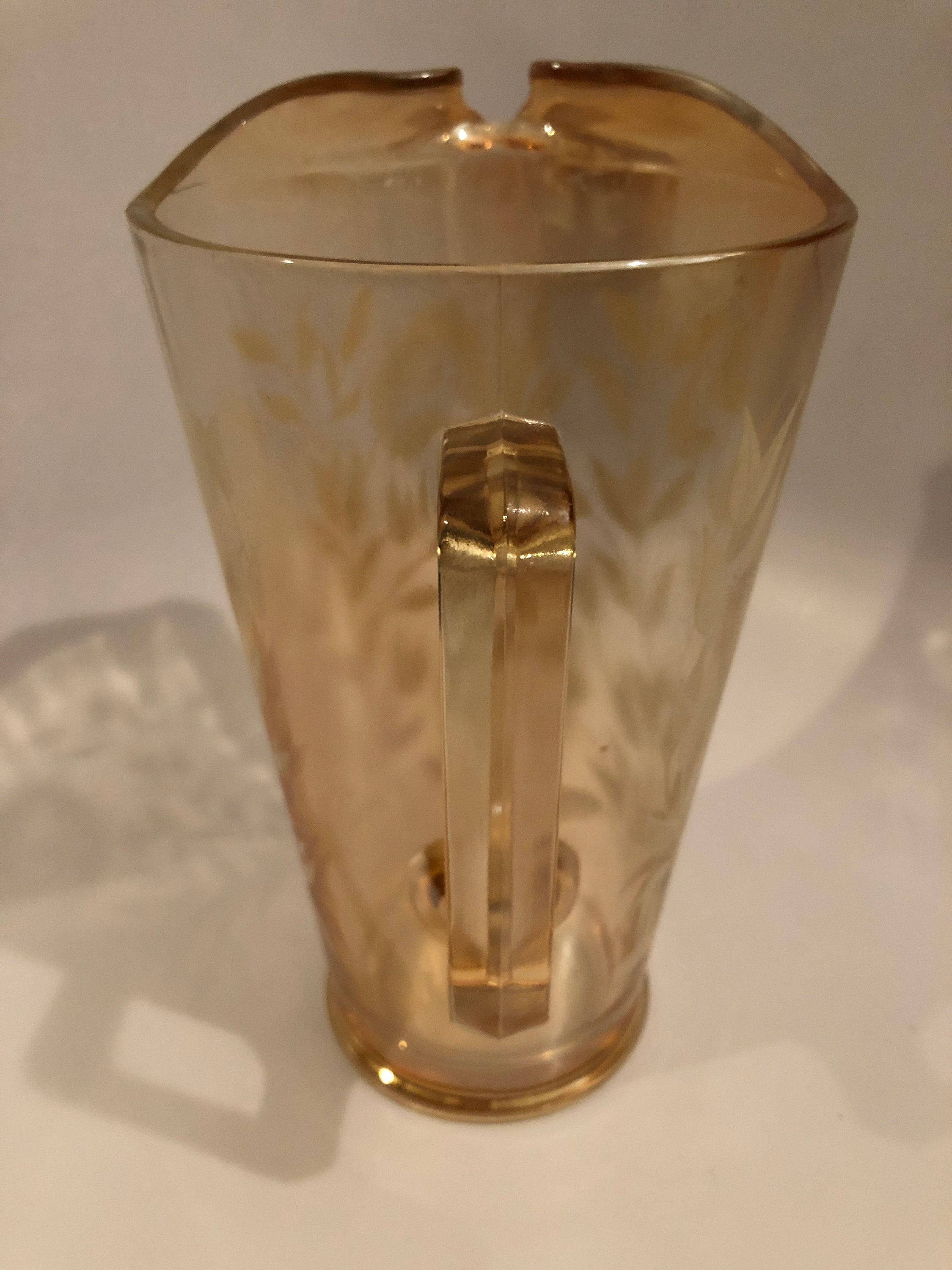 Vintage Jeannette Glass Cosmos Pitcher Iridescent Marigold | Etsy