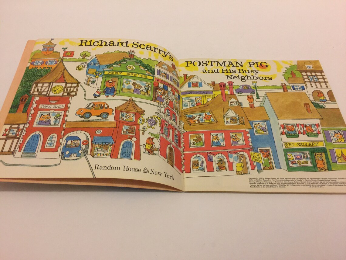 Richard Scarry's Postman Pig and His Busy Neighbors 1978 | Etsy